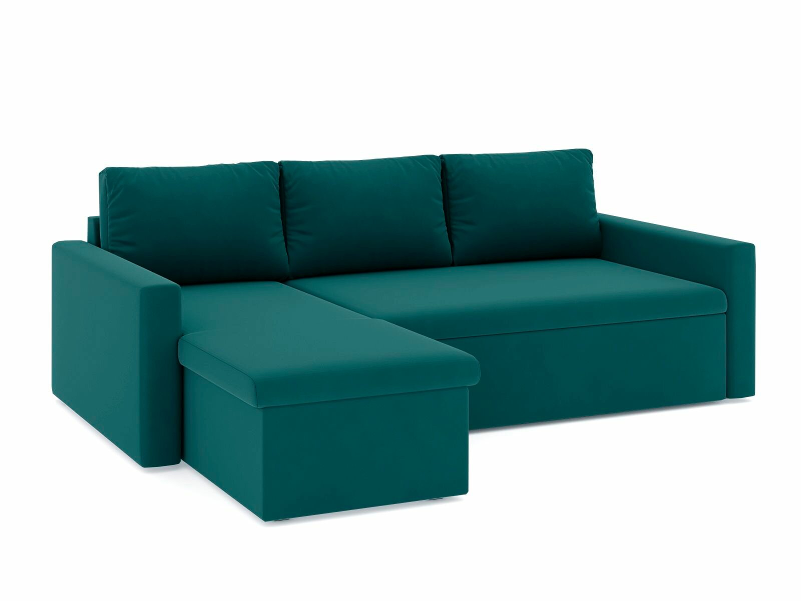 Угловой диван Турин, дельфин, угол универсальный, велюр Зара Изумруд