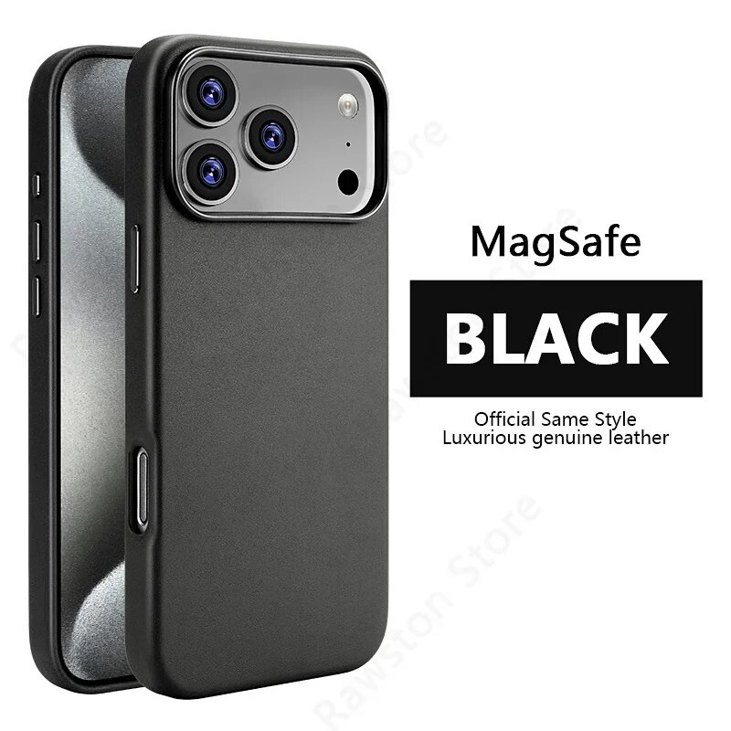 Официальный магнитный кожаный чехол для Apple iPhone 17 Pro Max 16 Черный, BLACK, for iPhone 13 Pro