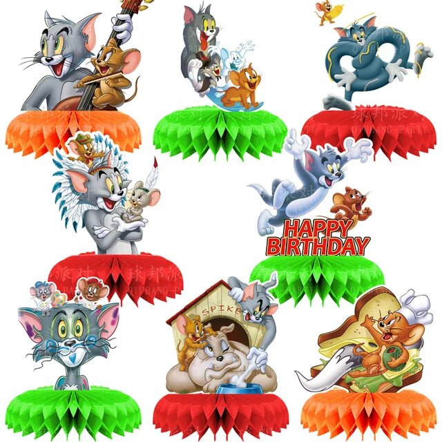 Украшения для дня рождения Miniso из 8 предметов с Котом и Джерри, товары для детских праздников, украшения для кексов, фоновые украшения, украшения для центра