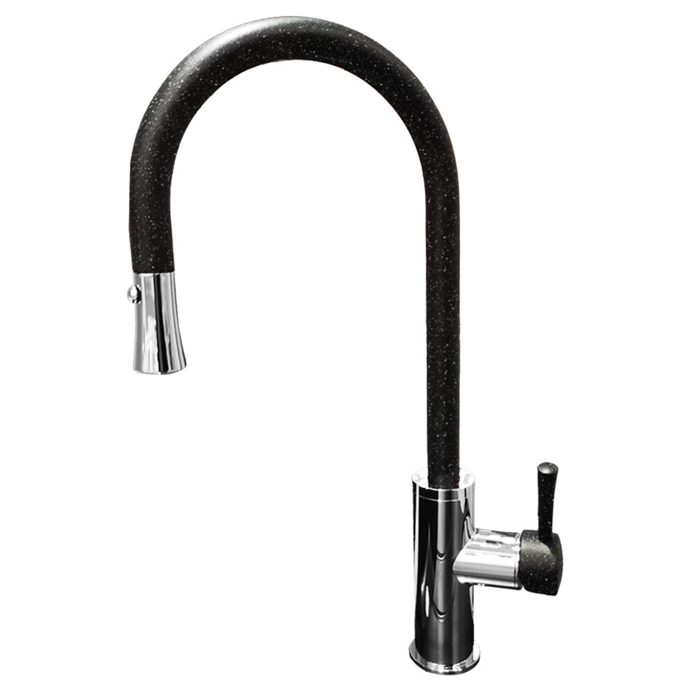 Смеситель для кухни с выдвижным изливом GranFest 7652, черный