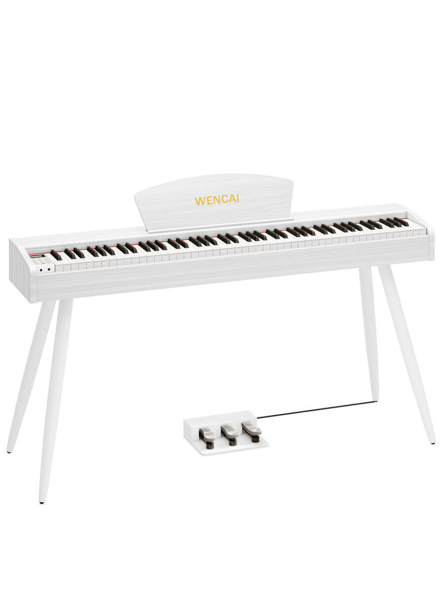Цифровое пианино 88 клавиш WENCAI BL-8802，молотоЧковаЯ механика с педалЯMи, с ножками для фортепиано, Белый