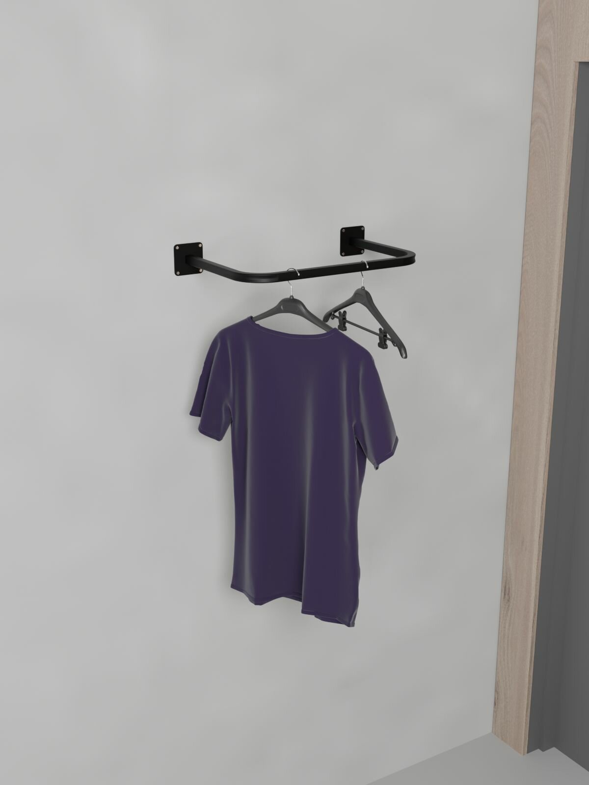 Вешалка настенная для одежды черная сварная (от стены 28 см) длина 65 см