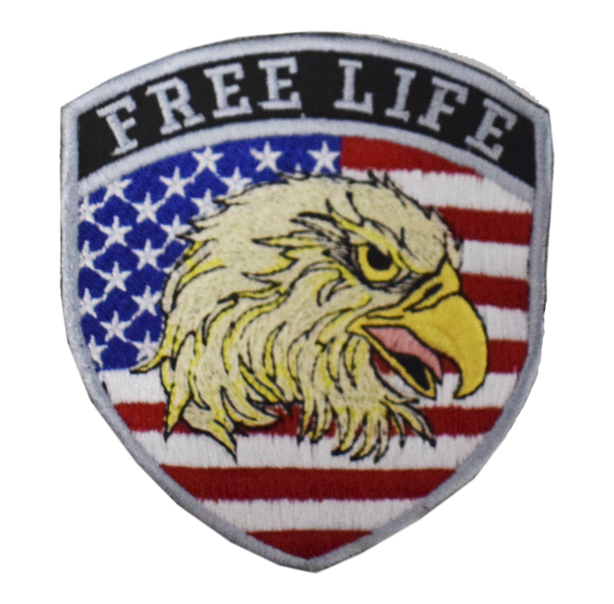 Шеврон, байкерская нашивка, патч, Free life . Размер 100х85 мм.