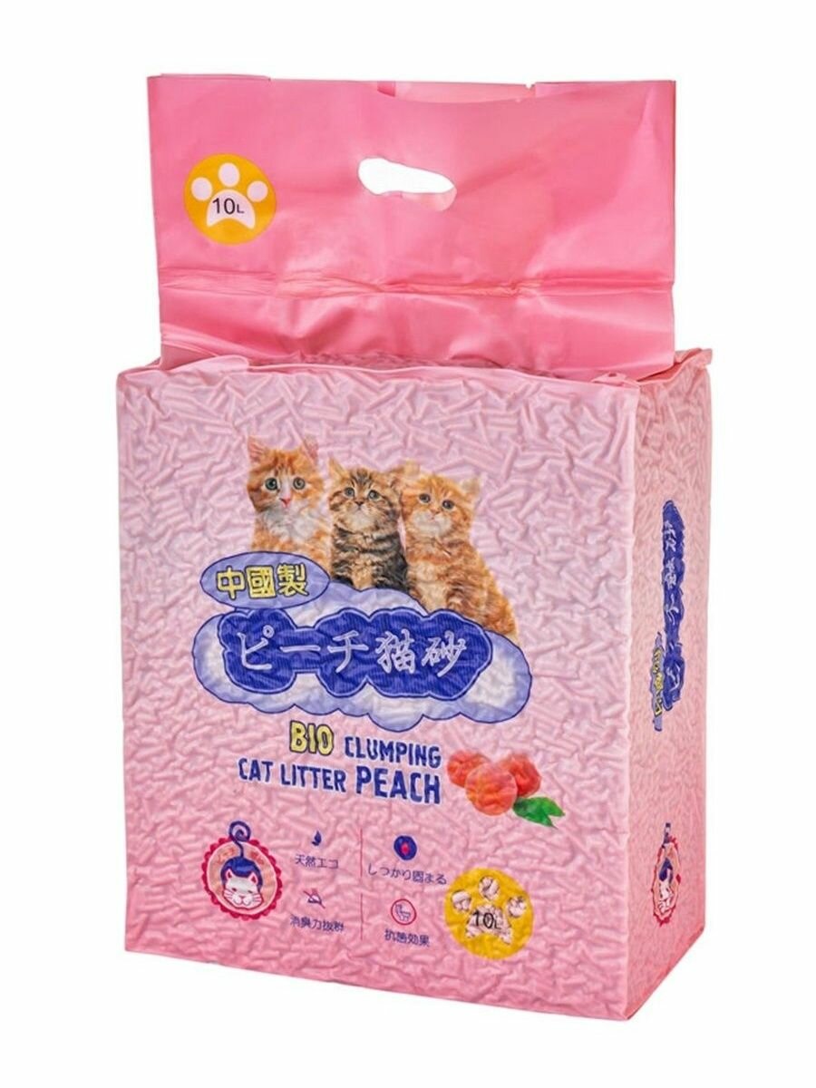 Наполнитель комкующийся тофу (вакуумная упаковка) HAKASE AREKKUSU персик 10 л