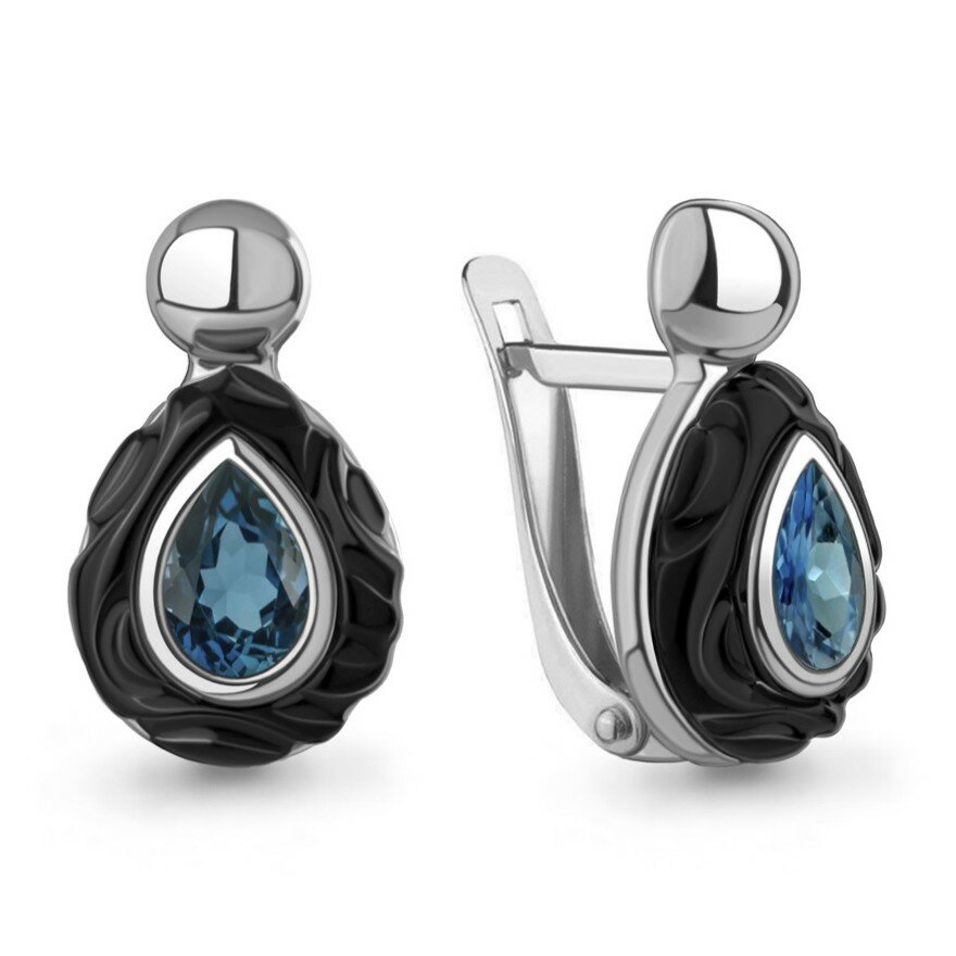Серьги, серебро, 925 проба, керамика, Лондон топаз