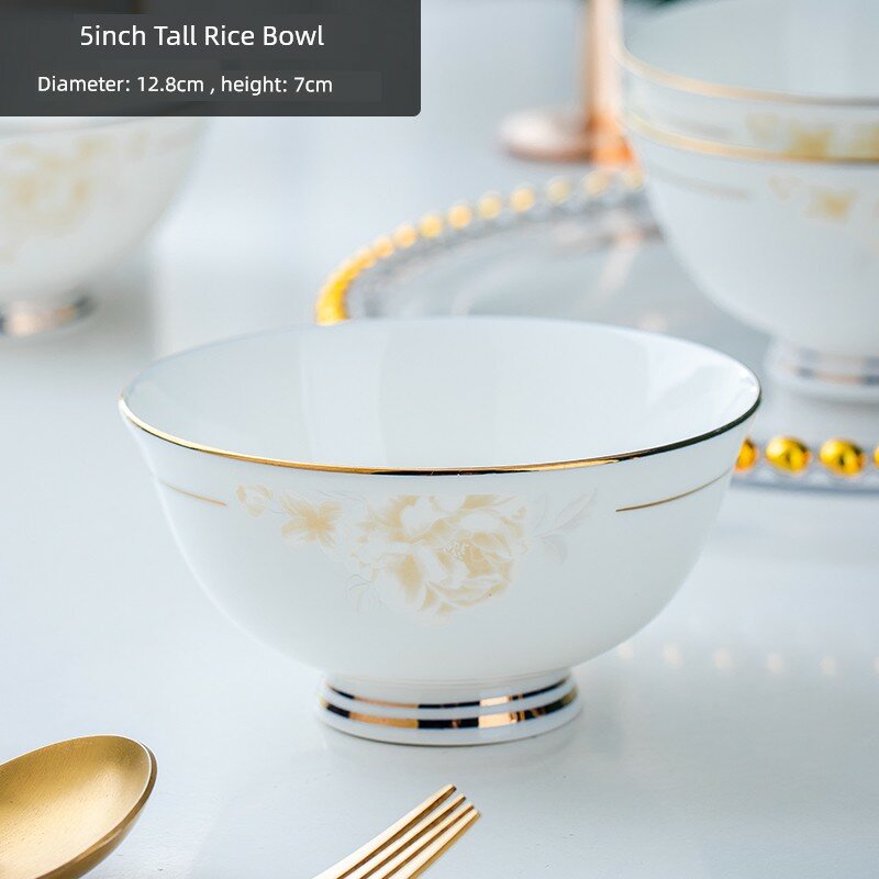 Набор посуды из Цзиндэчжэня: миска для риса, тарелка, суповая миска, новая китайская простая миска для лапши, набор