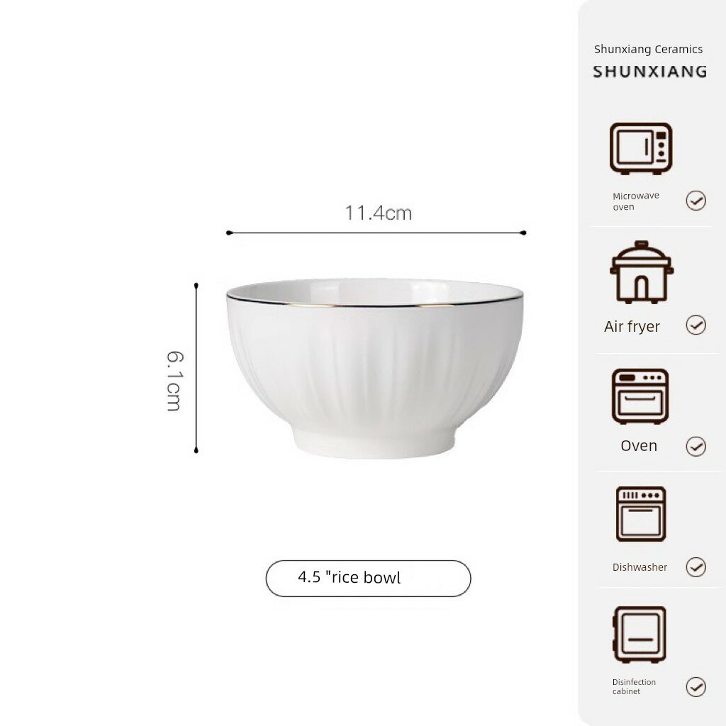 Керамическая посуда Shunxiang в китайском стиле, высококачественная, в стиле лёгкой роскоши, с золотой окантовкой, для
