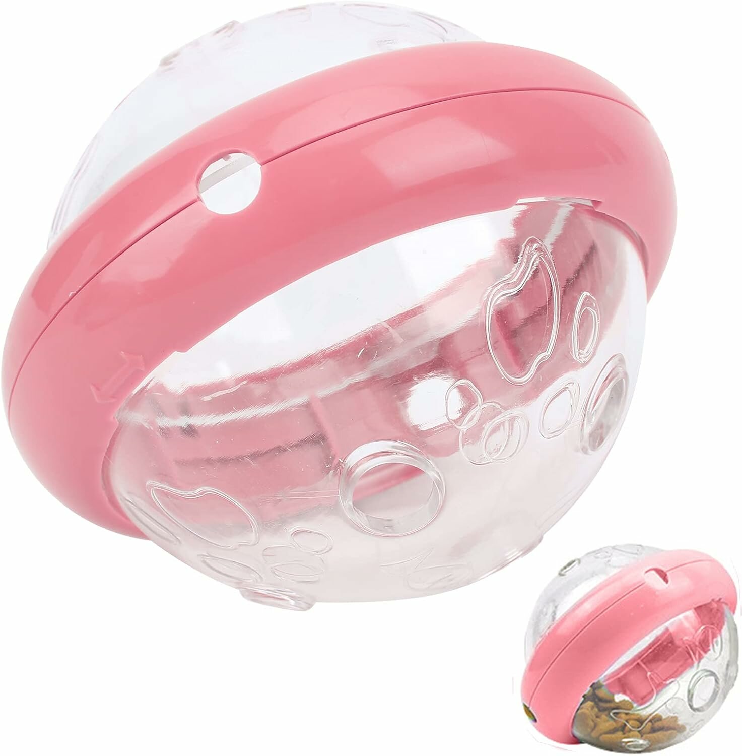 DINGXIAN Интерактивный шарик-дозатор лакомств для собак и кошек, летающая тарелка-головоломка с медленной подачей корма, развивающая игрушка (розовый)