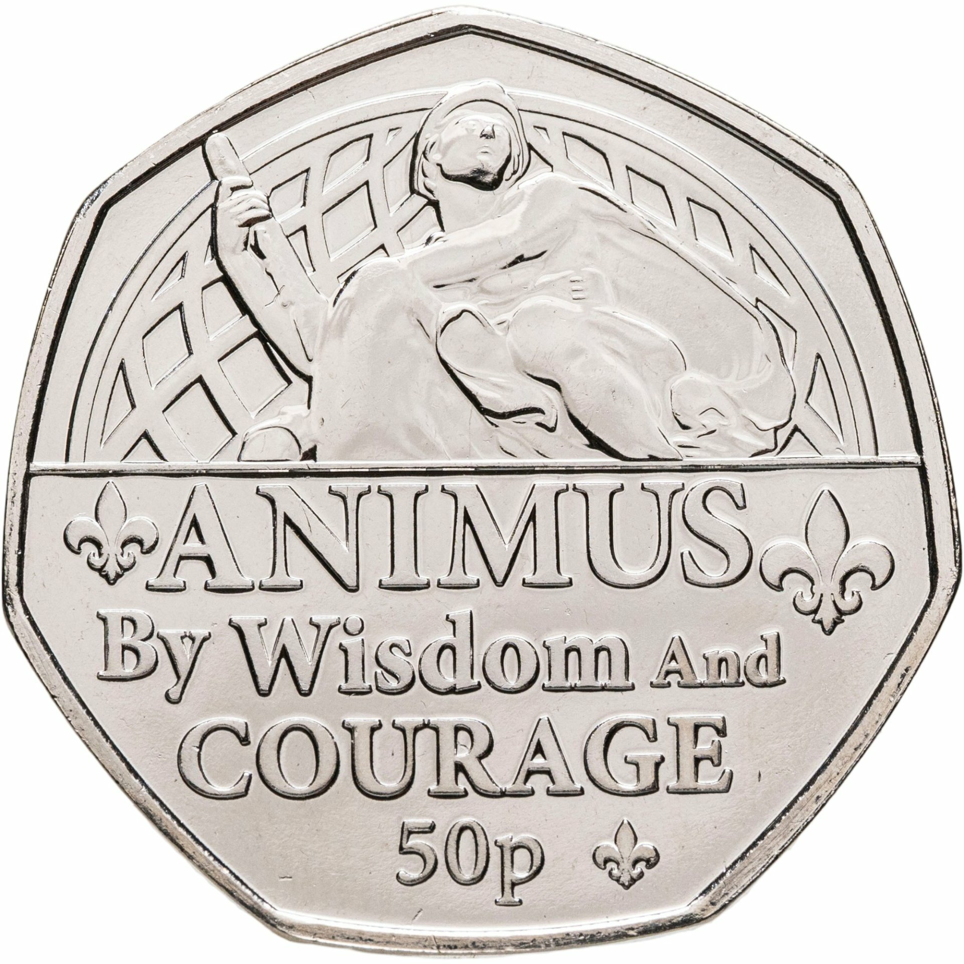 Джерси 50 пенсов pence 2022 "Добродетели Королевы - Мужество", Мельхиор медь-никель, в сохранности BUNC