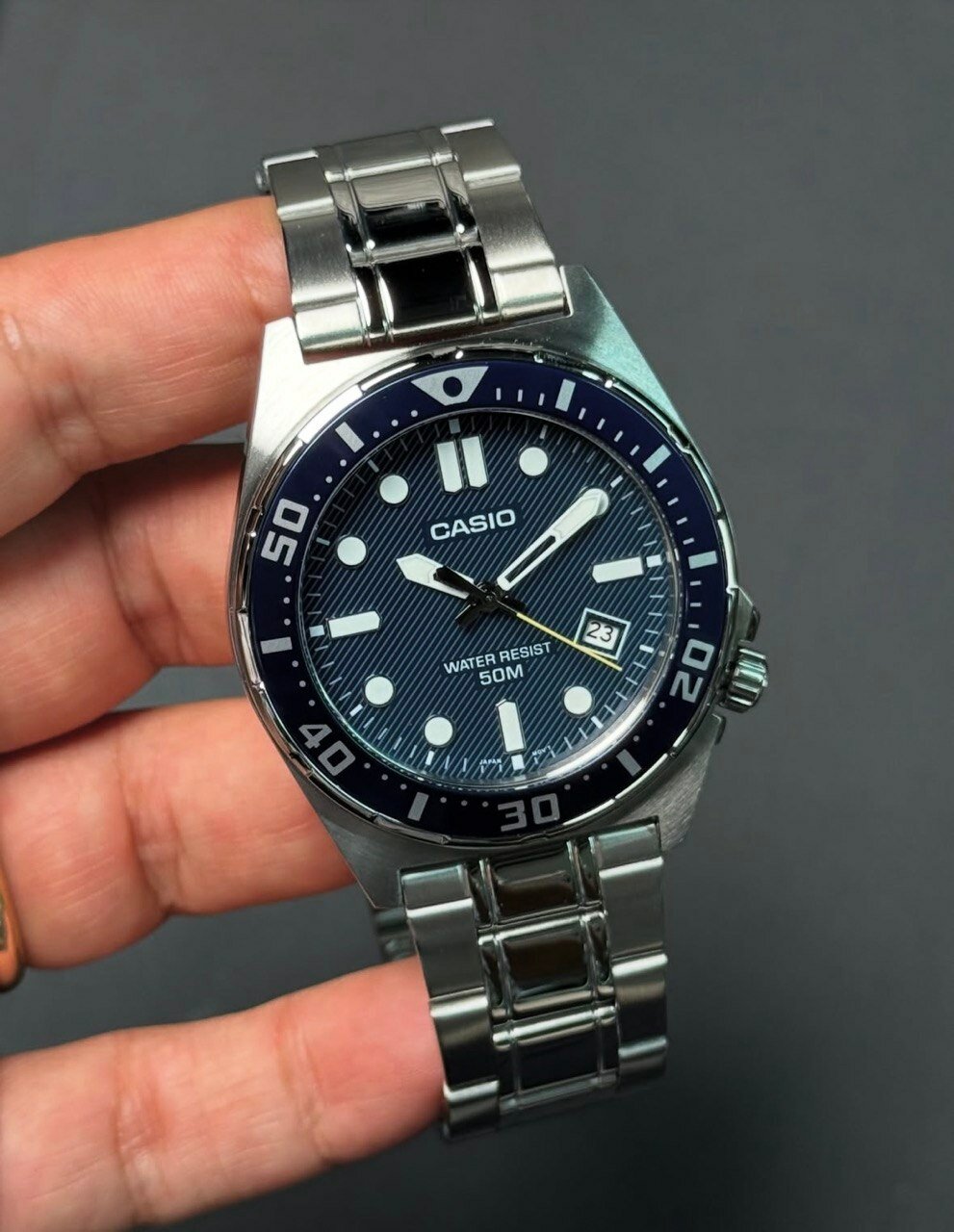 Наручные часы CASIO, серебряный, зеленый — фото 1