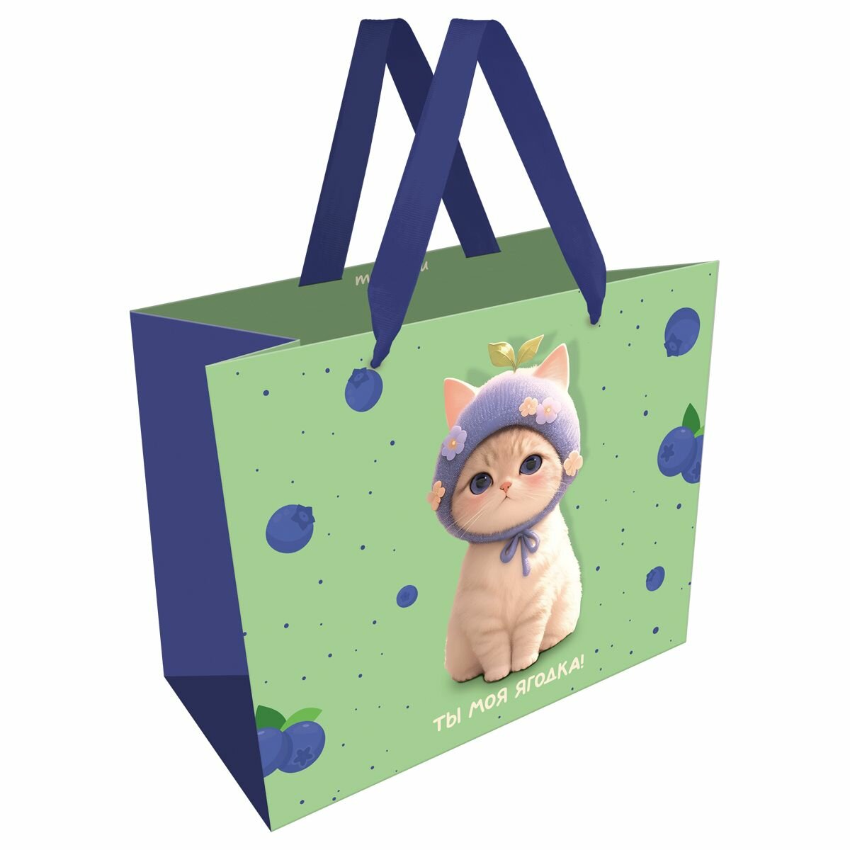 Пакет подарочный 32x26x12см MESHU "Berry cat", матовая ламинация (MS_66201), 12 уп.