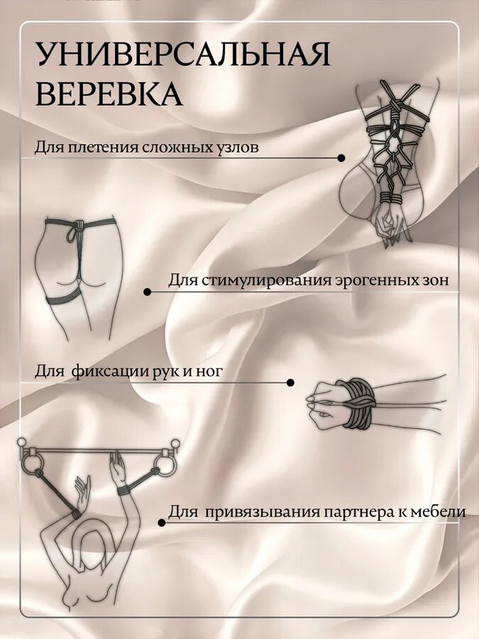 Шибари веревка для связывания бдсм для секса 15м черная