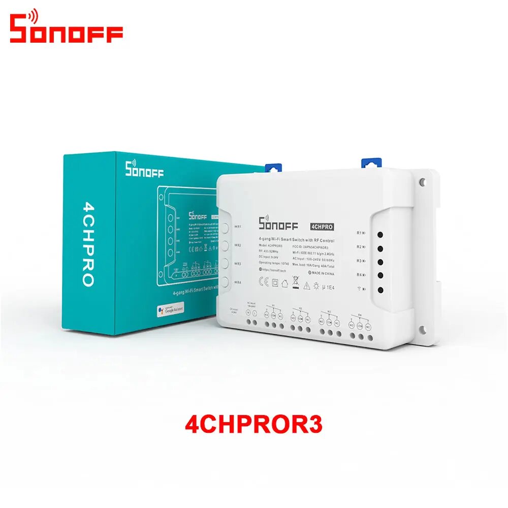 SONOFF 4CHPROR3 Умный выключатель Wi-Fi 4 канала, Bundle: 4CHPROR3