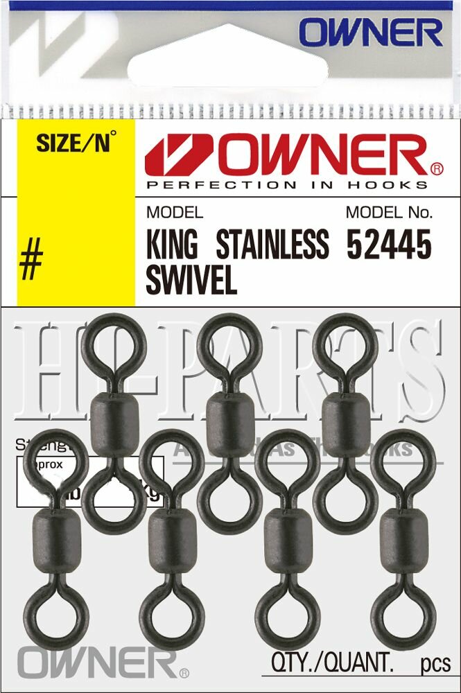 OWNER Вертлюг King Stainless Swivel black №1 8шт
