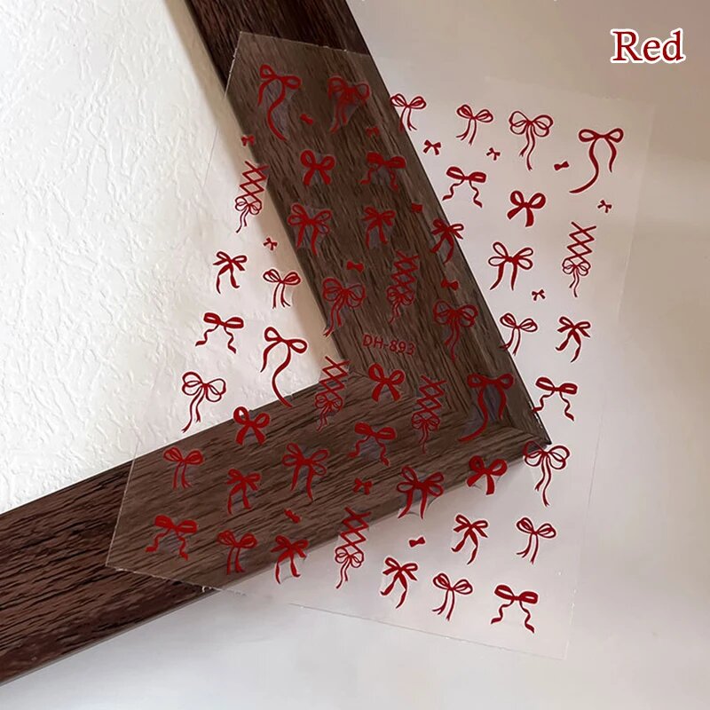 Наклейки для ногтей с бантиками, Красный, Red