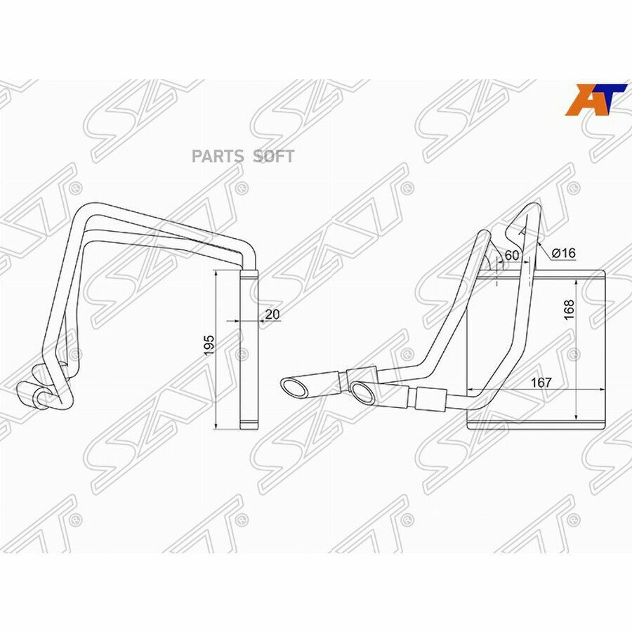 Радиатор отопителя салона Mazda Demio 02-07 / 2 02-07 от официального дистрибьютора, SAT, артикул STMZ513950