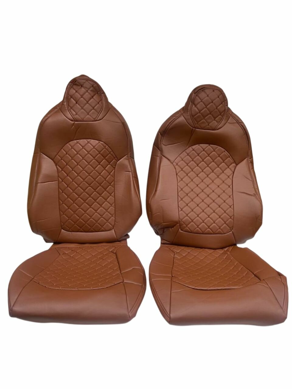 Автомобильные чехлы (Ромб: коричневые) из экокожи на JAC J7