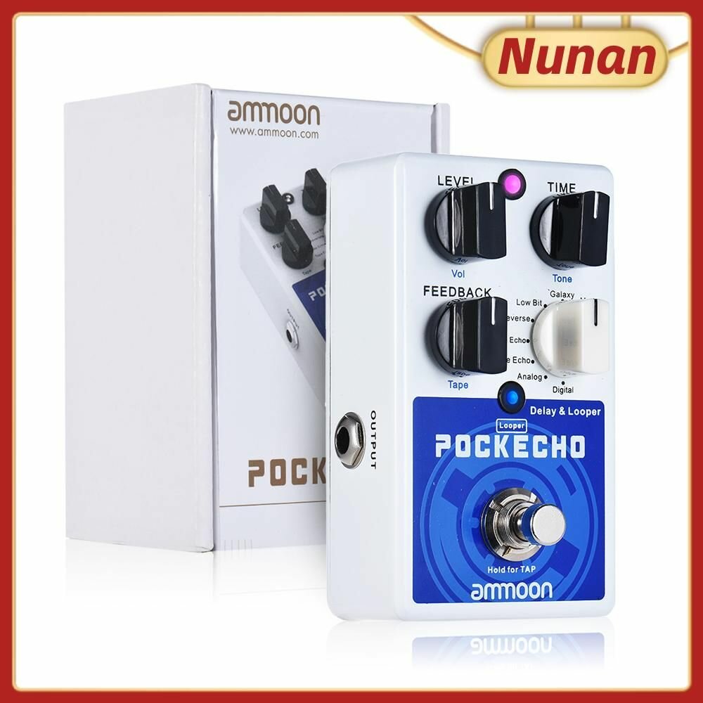 Ammoon POCKECHO, компактная педаль дилея и лупера, для гитаристов