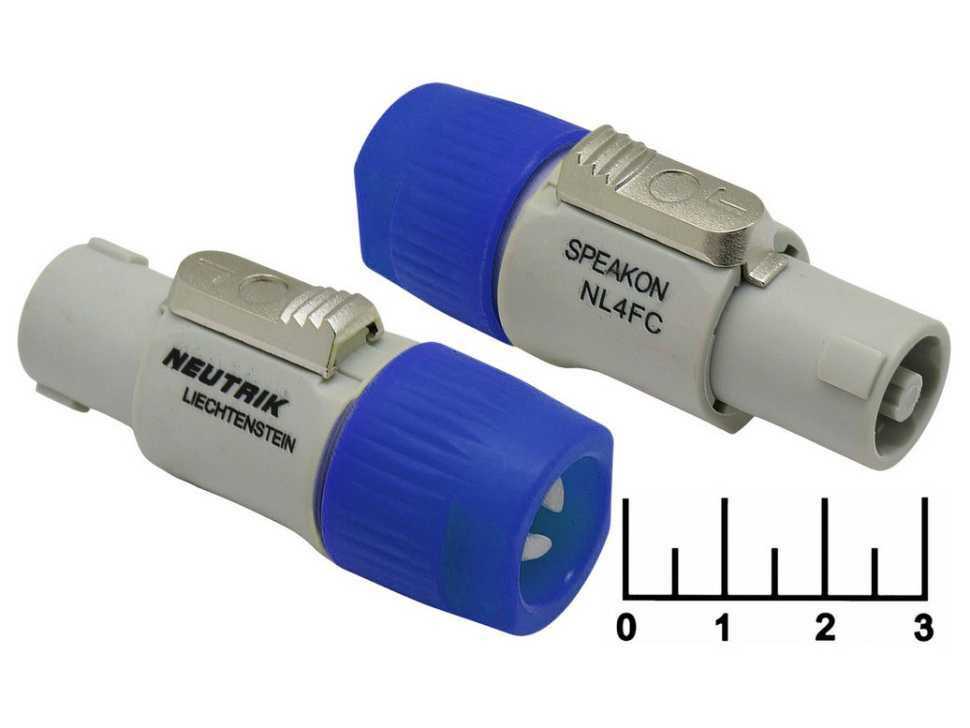 Разъем AUD Speakon штекер 4 контакта синий на кабель NL4FC
