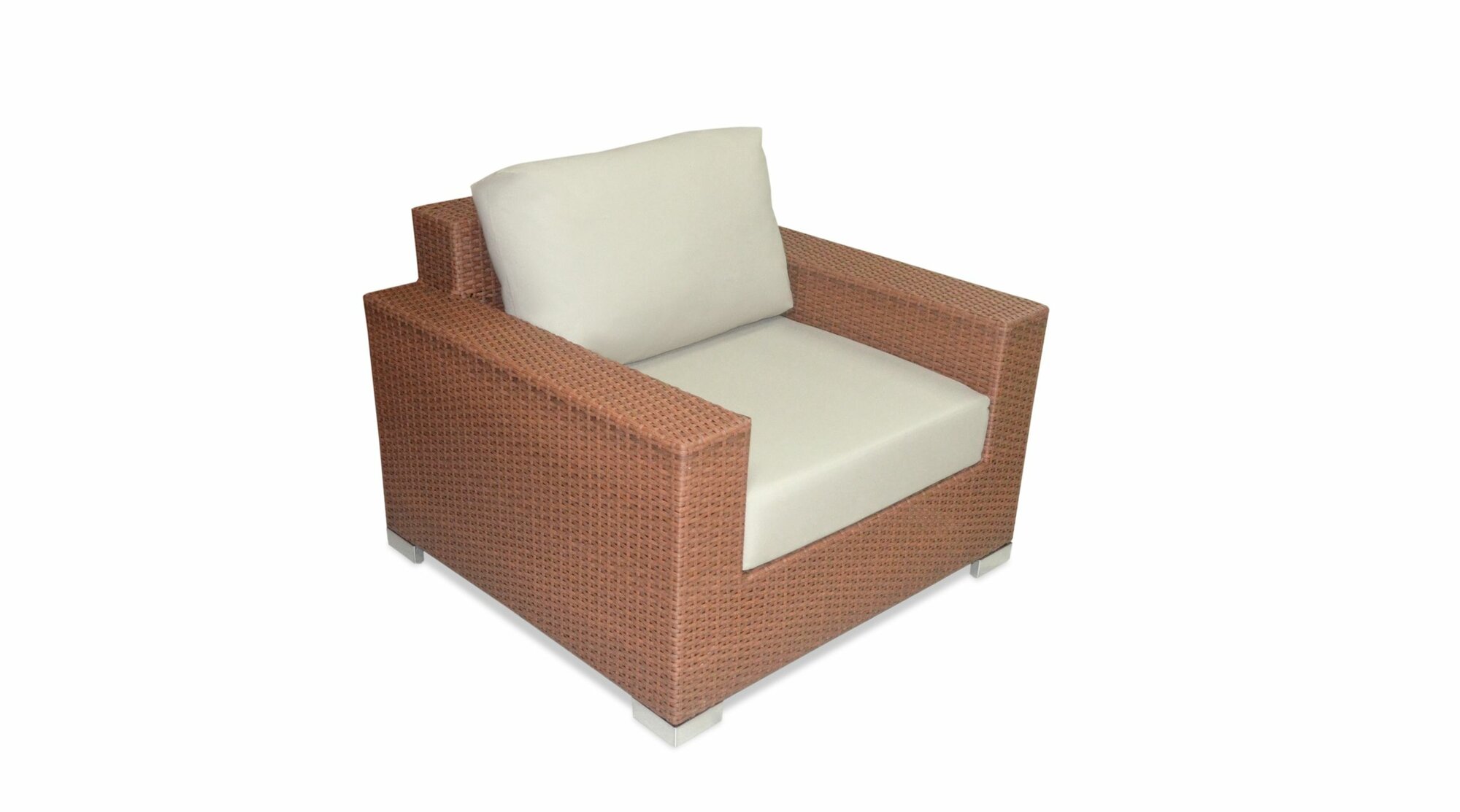 Кресло из искусственного ротанга Майами, цвет коричневый, с подушками