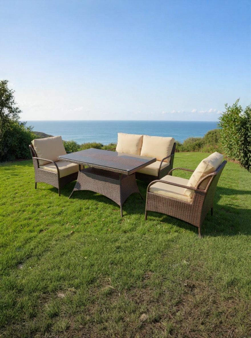 Комплект из искусственного ротанга Селигер, цвет под "красное дерево", 4 персоны