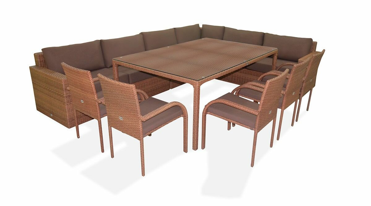 Комплект из искусственного ротанга Рим, цвет коричневый, 11 персон