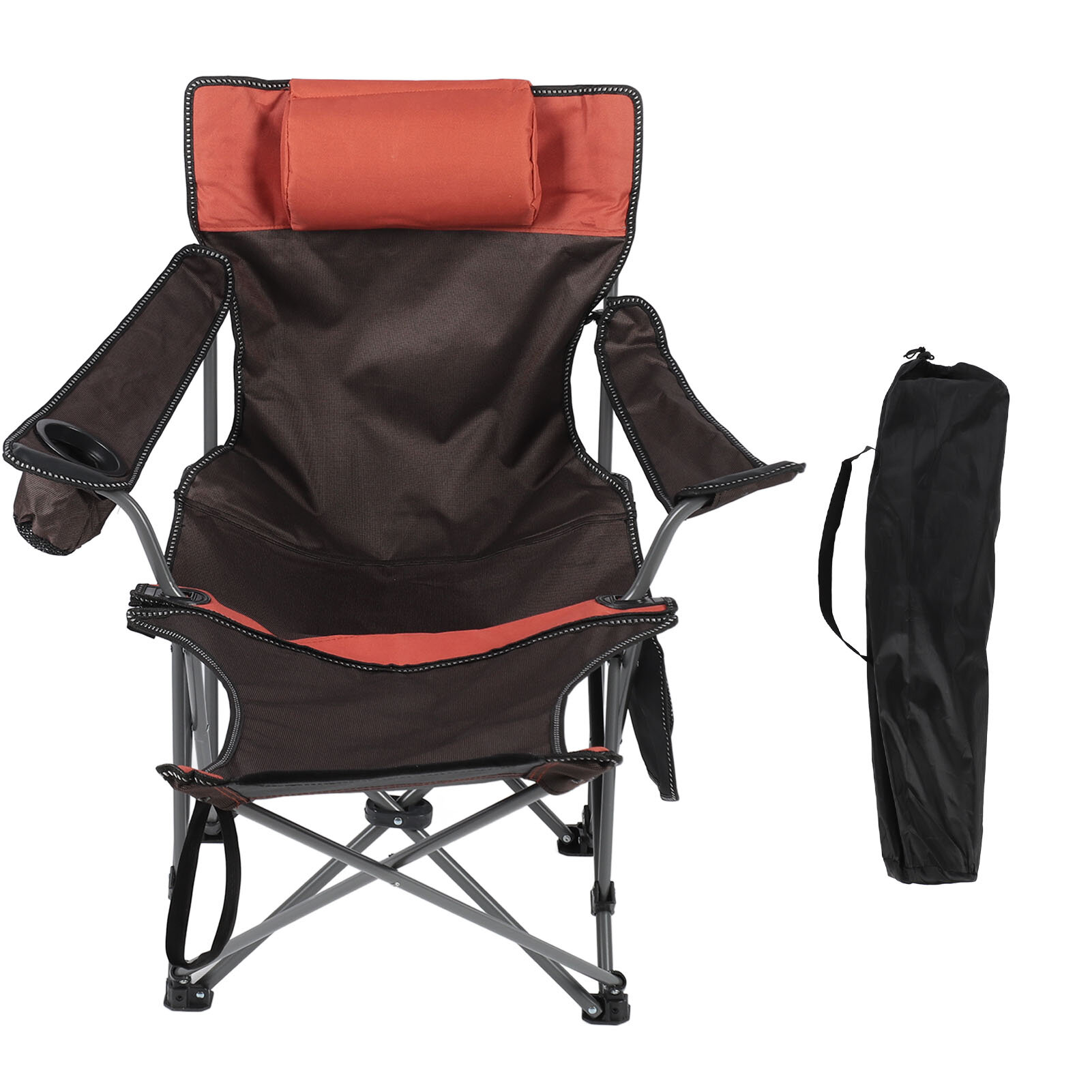 Outdoor Lounge Chair with Pillow Soft Comfortable Breathable Portable Foldable Patio for Camping Beach