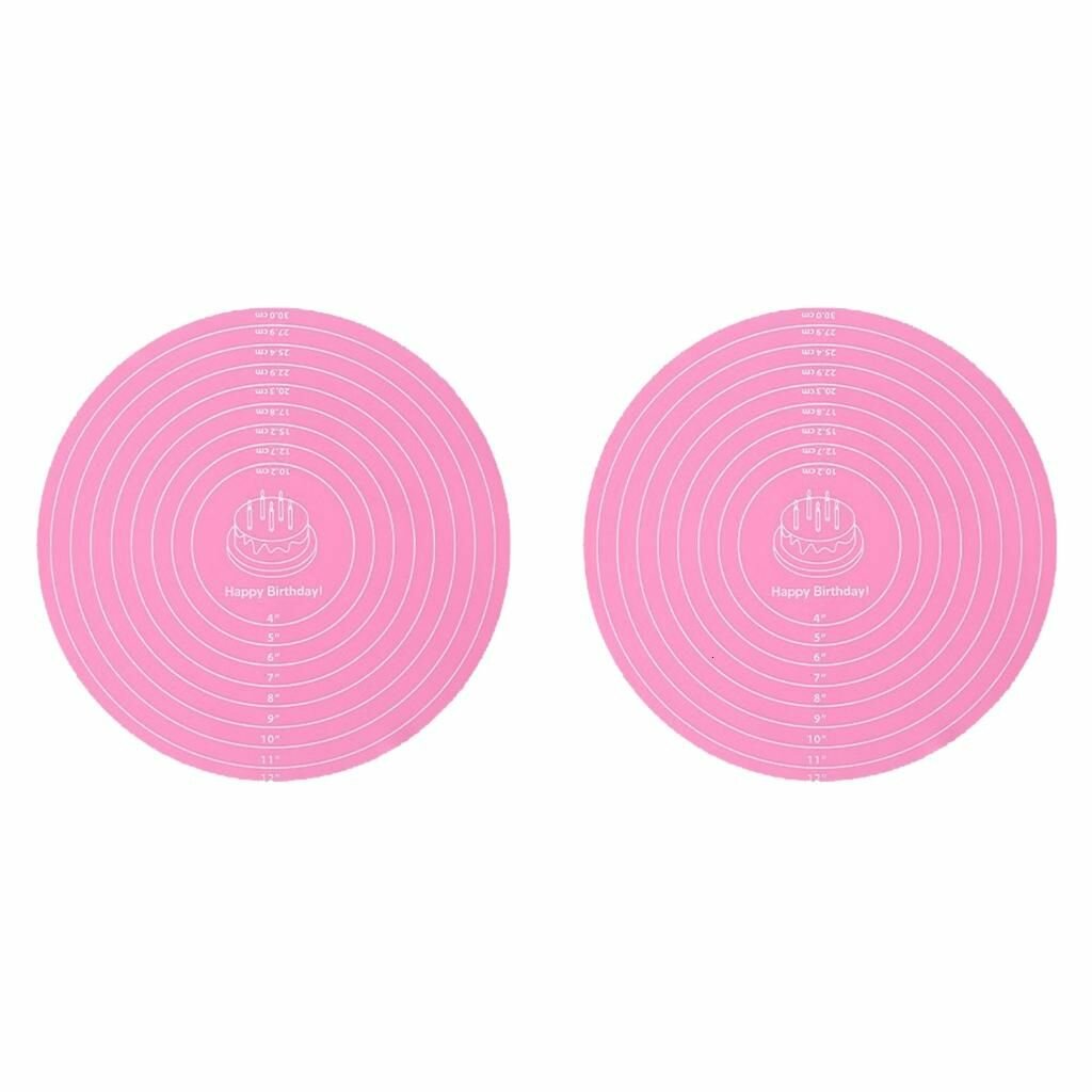 Набор из 2 термостойких силиконовых досок для раскатки теста для хлеба, пиццы, печенья, Розовый