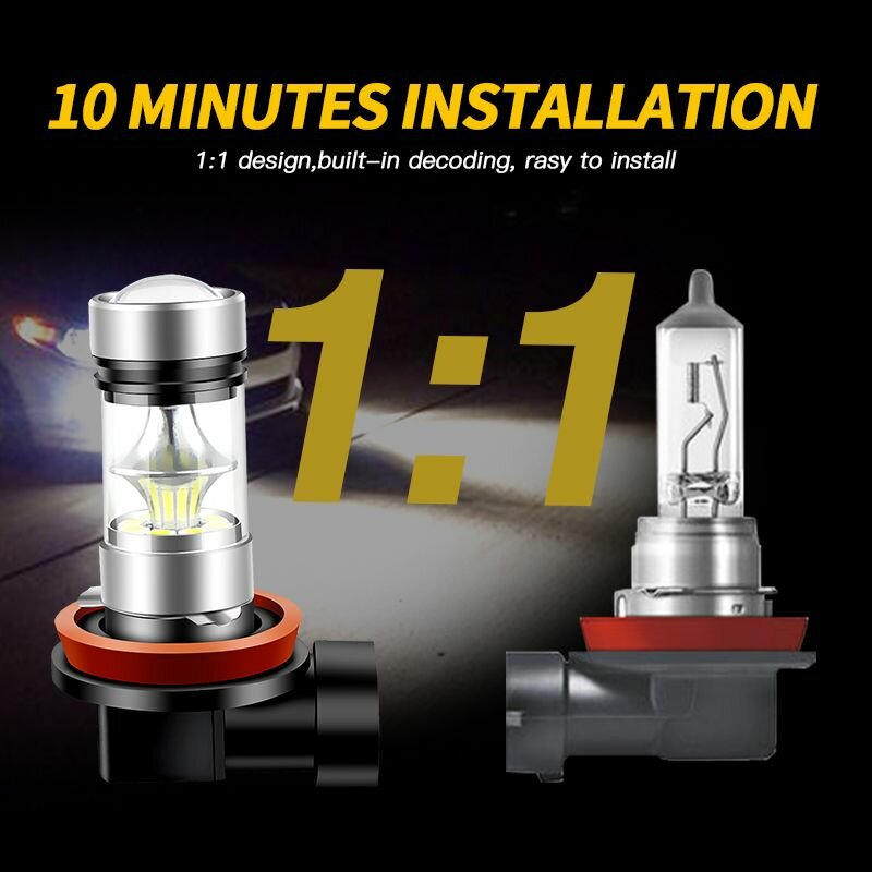 2шт H8 H11 100Вт светодиодные противотуманные фары, Canbus Для Lada Granta 2190 Калина Ларгус Нива Приора Веста XRAY Автомобильные аксессуары