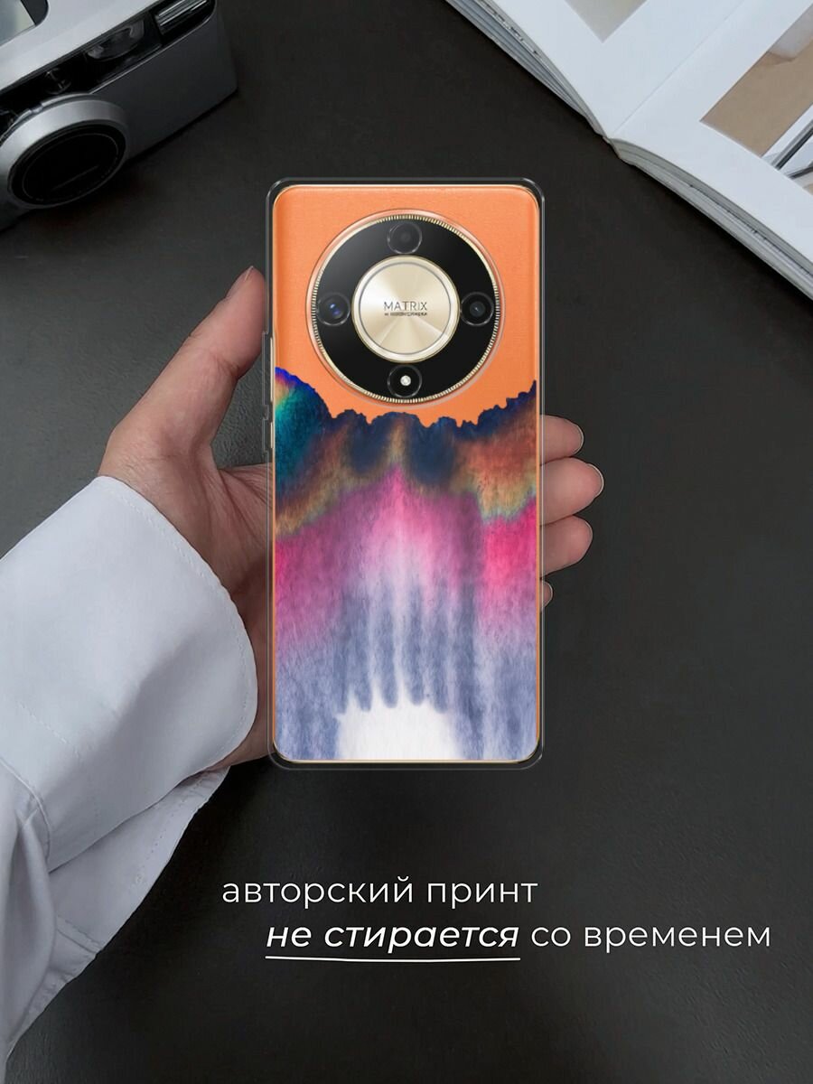 Чехол на Honor X9b / Хонор X9B с принтом Акварельная абстракция, прозрачный — фото 1