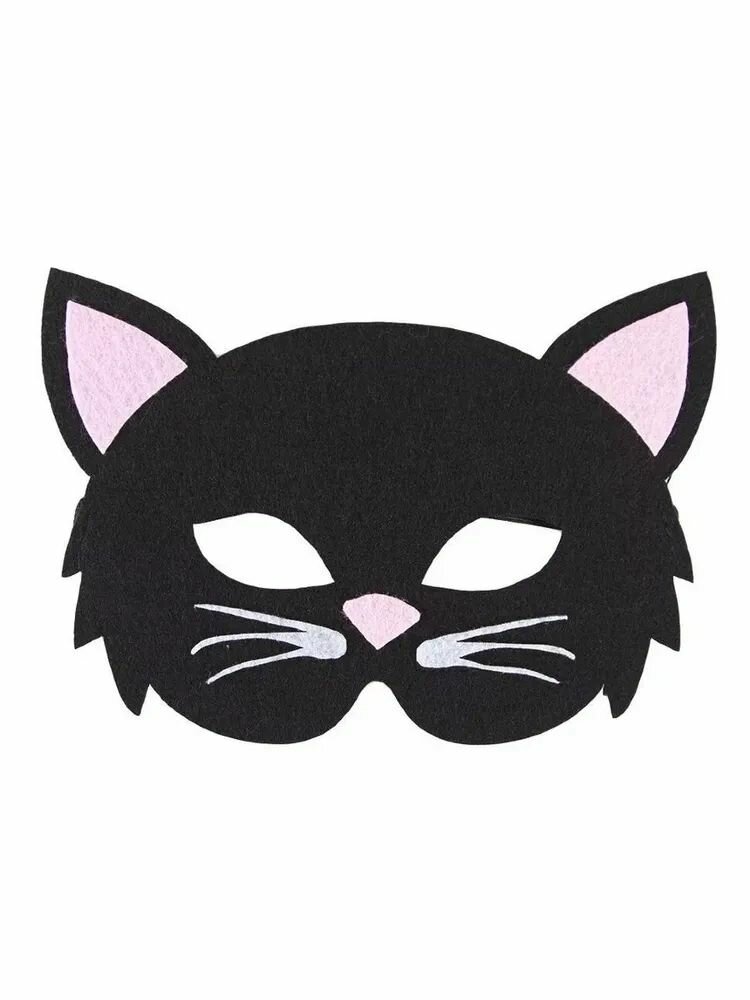 Маска карнавальная фетр Котик черный 6230935