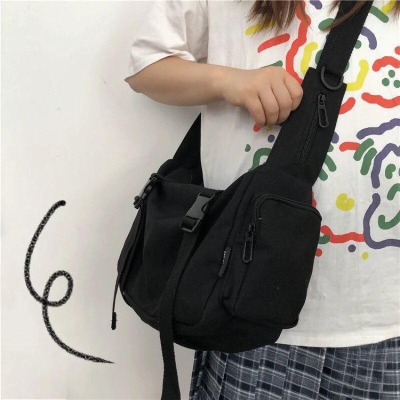 Холщовые сумки через плечо для женщин, молодежи и мужчин, модные повседневные сумки большой вместимости, сумки на плече в однотонном цвете, женская сумка-мессенджер