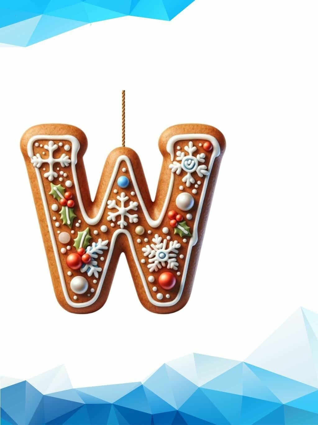 Акриловые подвески "Пряничные буквы", - W