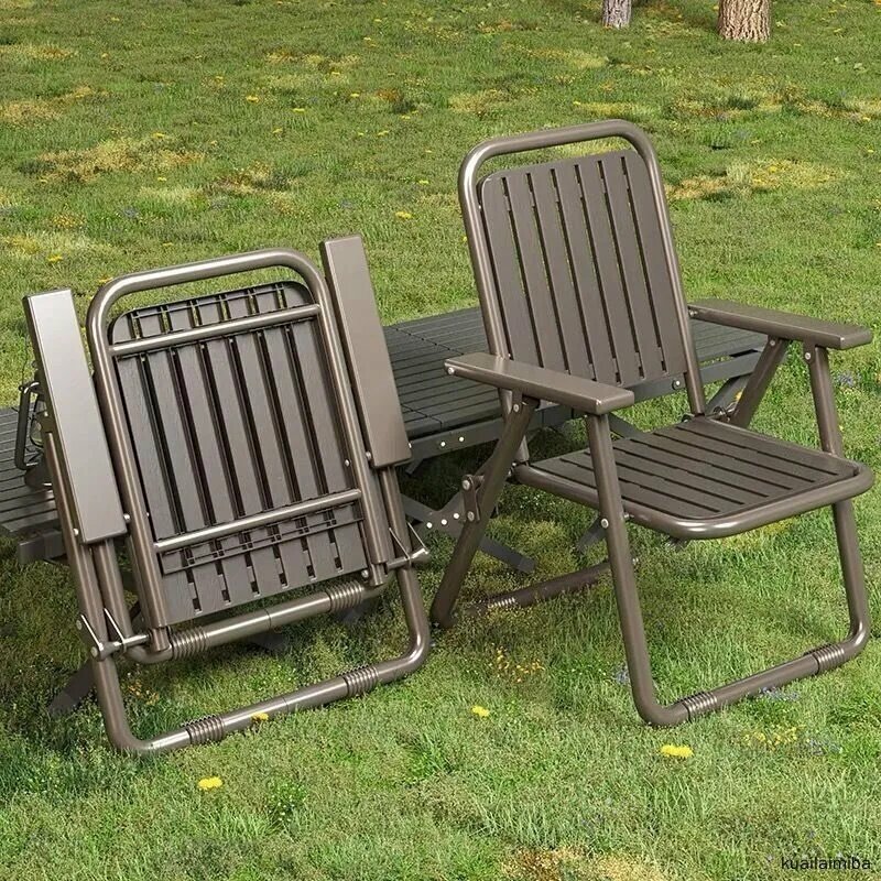 Садовый стул, металл, влагостойкий, складная конструкция, темно-коричневый, 55 см x 53 см x 84 см，1 шт