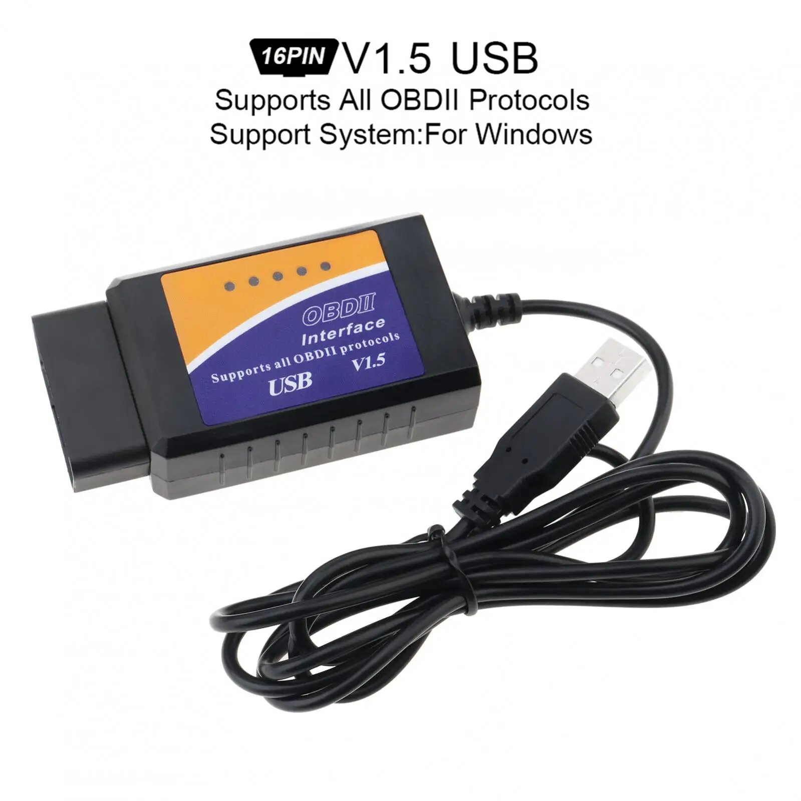 ELM327 V1.5 OBD2 сканер OBDII автоматический диагностический инструмент мини-USB интерфейс английский язык автомобильный диагностический сканер инструмент считыватель кодов