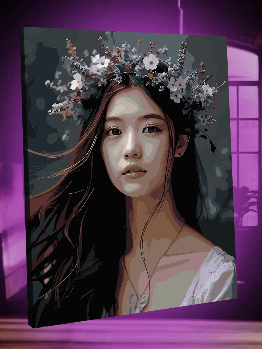 Картина по номерам Портрет девушки в венке