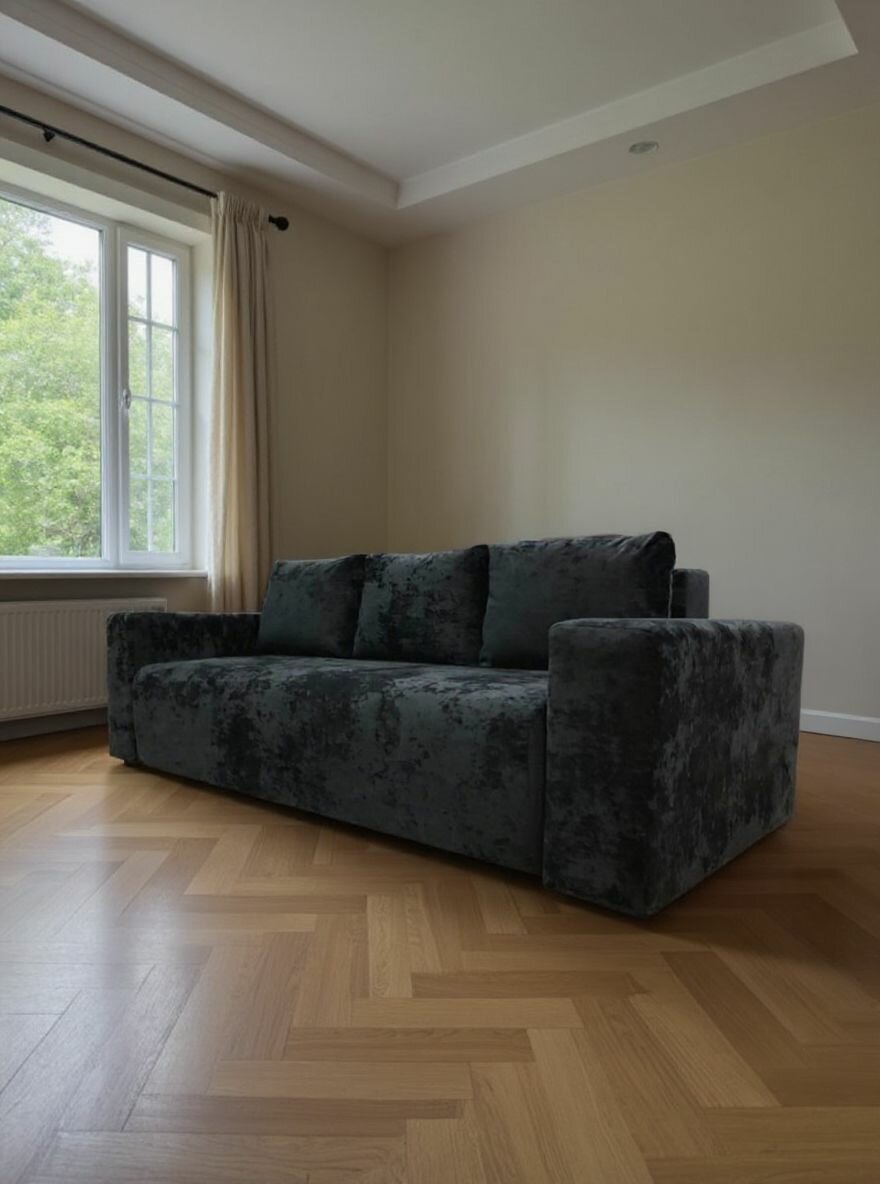 Диван прямой раскладной еврокнижка "Лаунж", с ящиком, велюровая обивка, 235х100х80 см