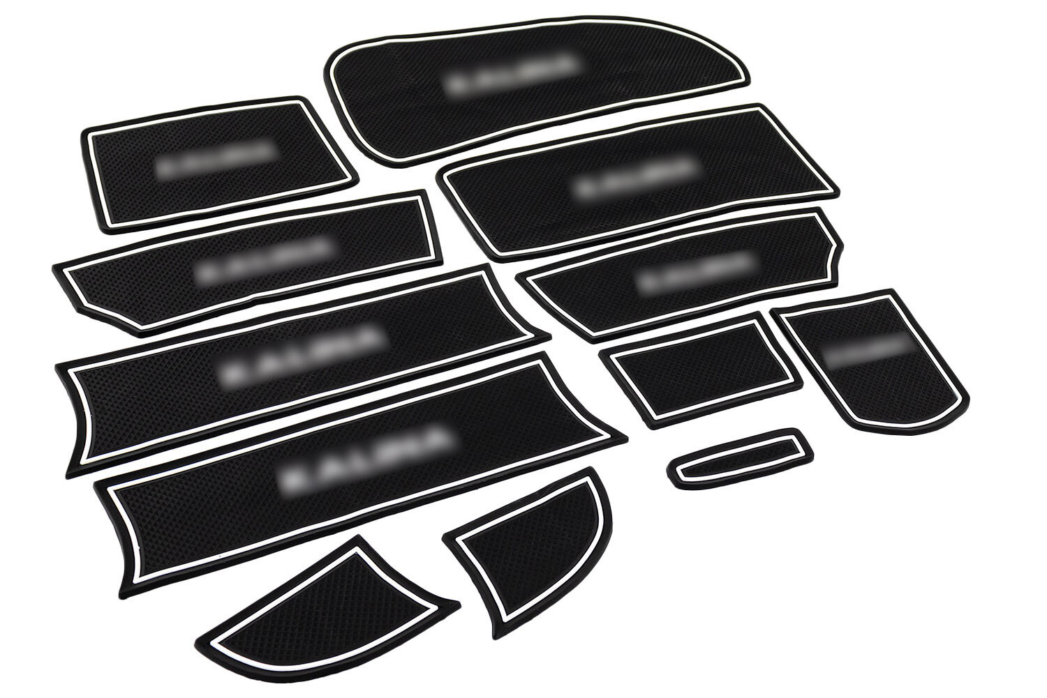 Комплект черно-белых силиконовых ковриков панели приборов и консоли на Лада Калина