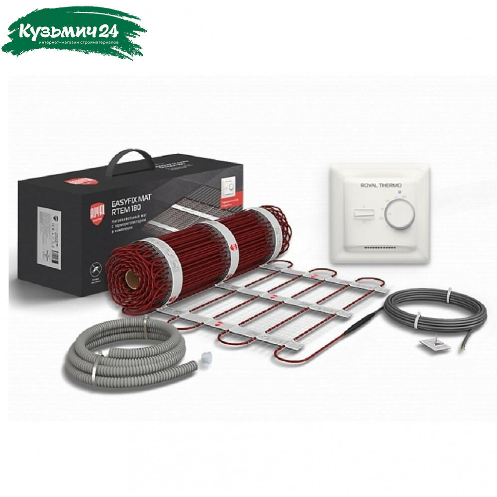 Мат нагревательный Royal Thermo EasyFix Mat RTEM 2-180-8 с терморегулятором, 1440 Вт, 8 кв. м