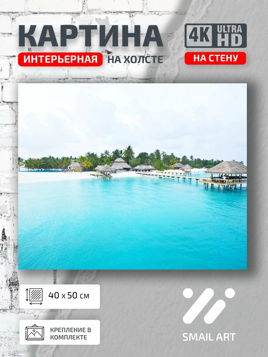 Картина на холсте интерьерная 40 на 50 на стену Мальдивы Landscape для спальни пейзаж декор