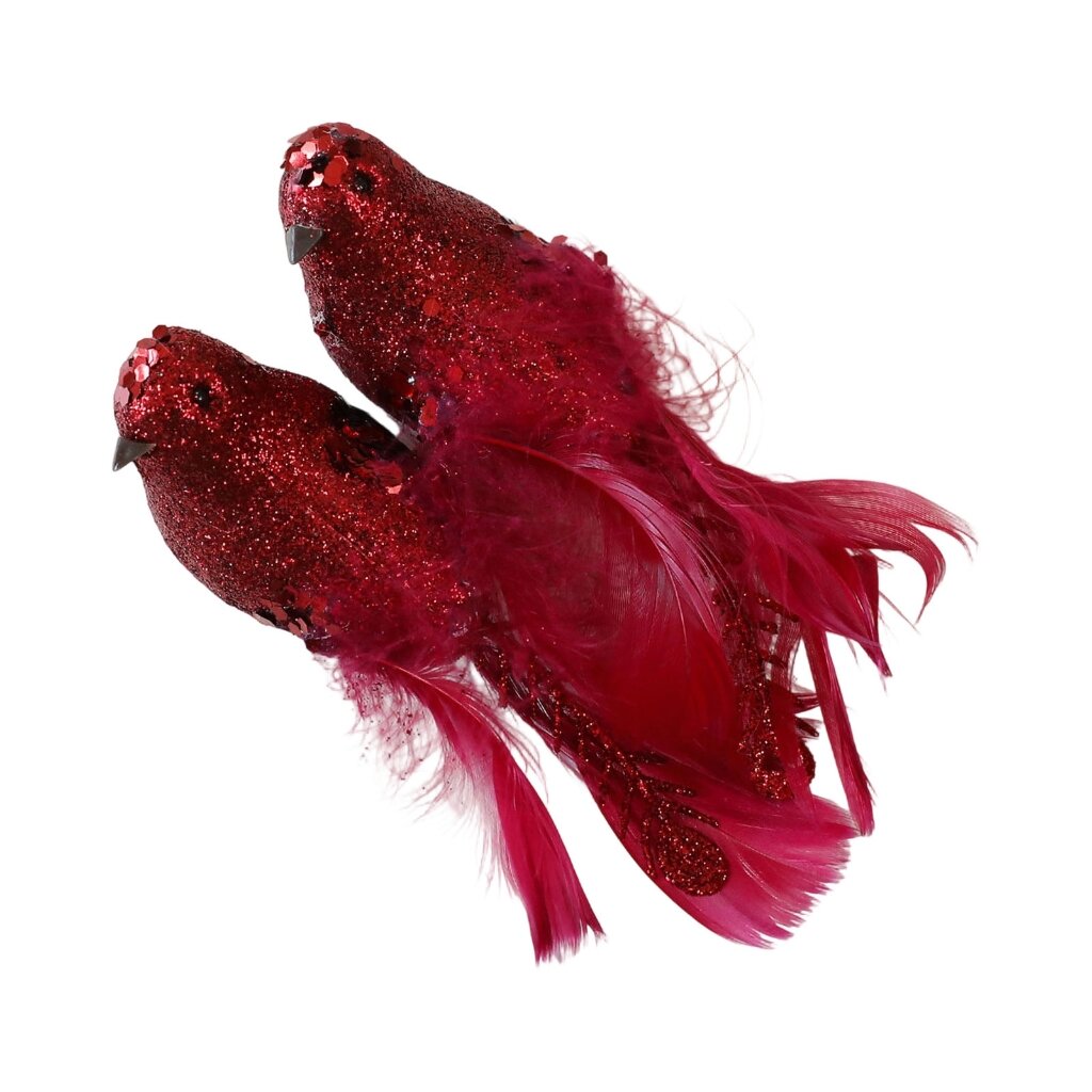 2шт Рождественская Елка Птицы Украшения Сверкающие Перья Пены Птица Орнамент