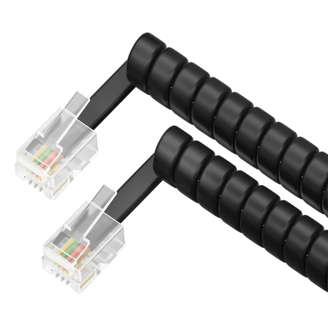 Greenconnect GCR-50963 Телефонный шнур витой для трубки 1.0m, RJ9 4P4C (джек) черный