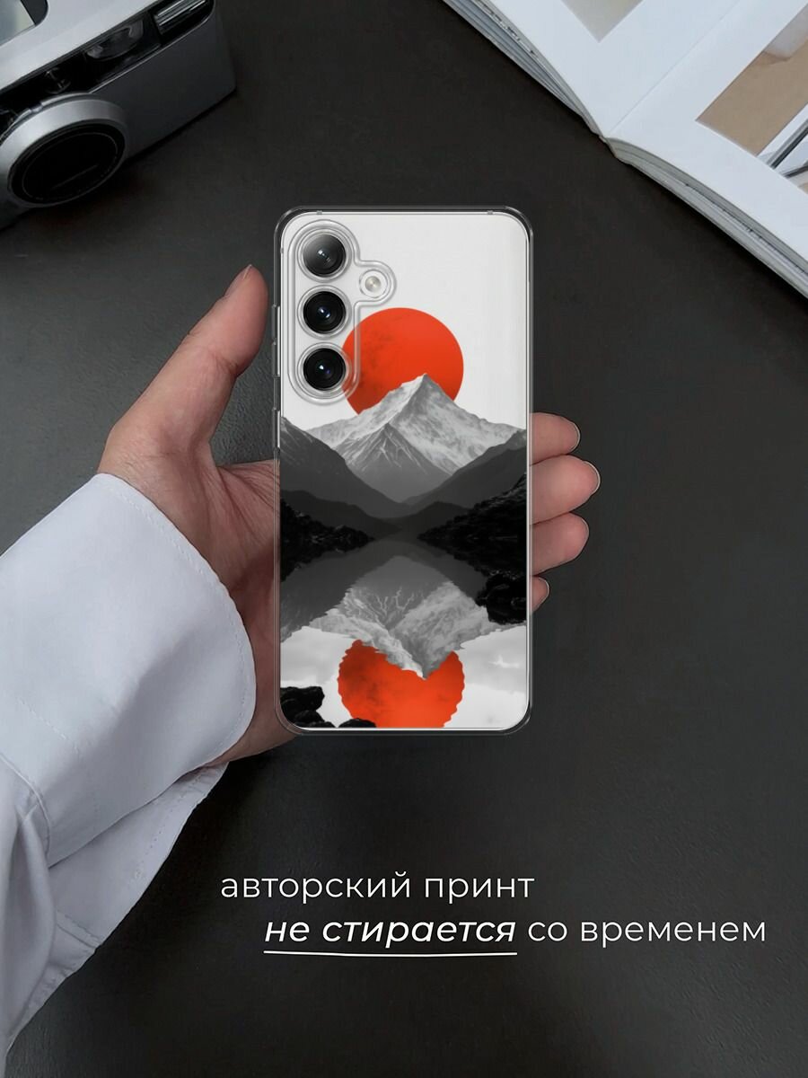 Чехол на Samsung Galaxy S24 / Самсунг S24 с принтом Белая гора 2, прозрачный — фото 1