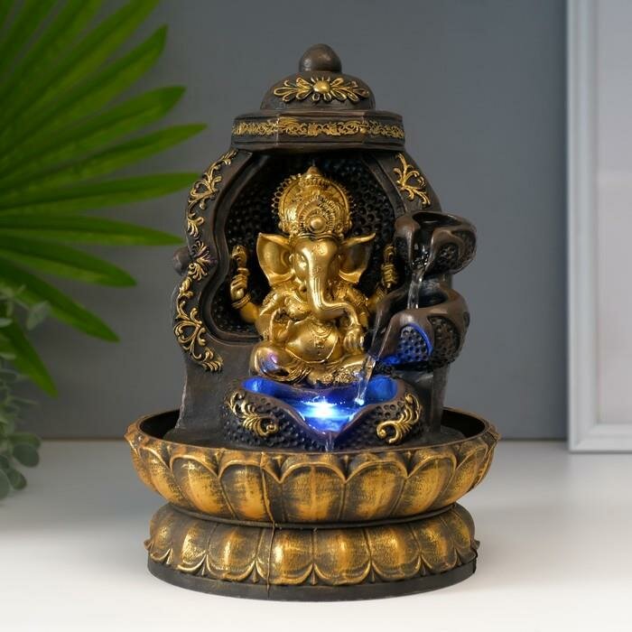Декоративный фонтан Ганеша на троне (с подсветкой)