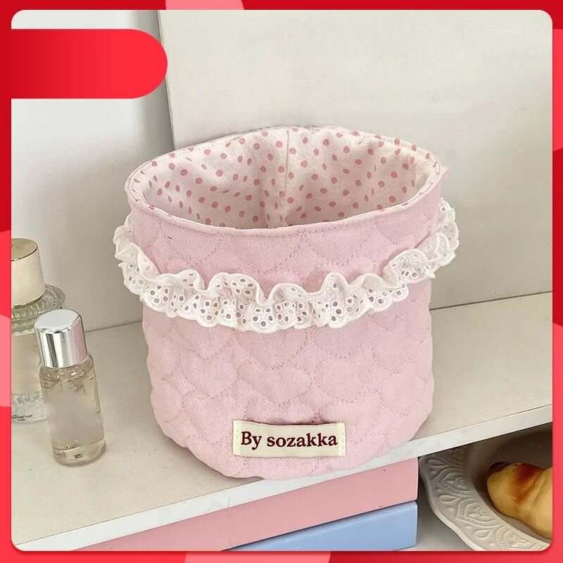 Корзина для хранения с рисунком сердца из ткани, Украшение для дома,14x14x15 см,1 кусок