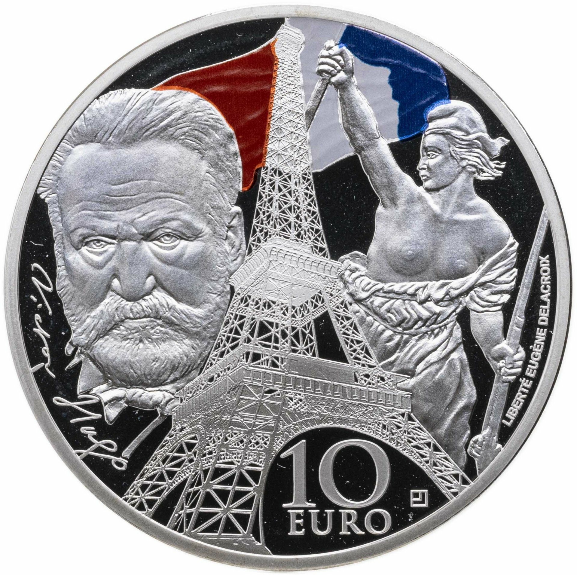 Франция 10 евро 2017 "Эйфелева башня Европейская звезда" в футляре с сертификатом, Серебро 900, в сохранности Proof