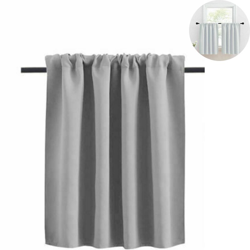 Premium polyester short curtain with high light blocking white 132*46cm piece gray 76*60cm