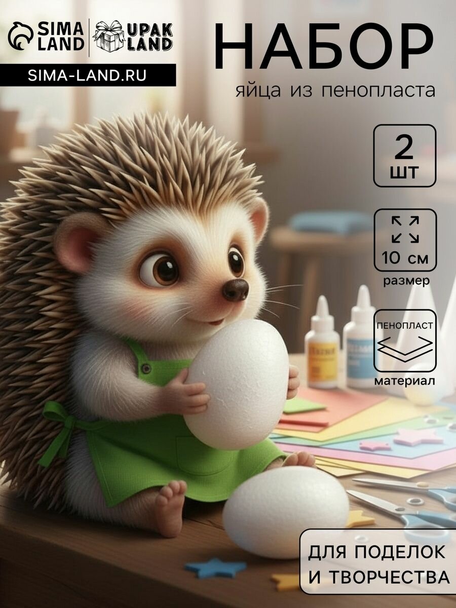 Фигуры, заготовки из пенопласта для творчества, яйцо из пенопласта, 10 см, 2 шт