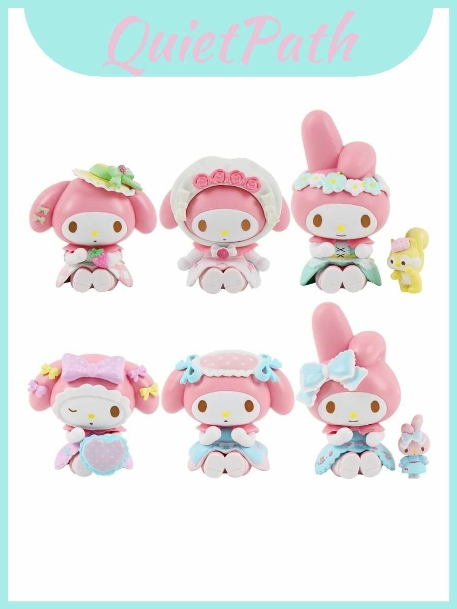 Коллекционные фигурки My Melody, набор из 6 милых куколок для творчества и декора, ПВХ-игрушки для девочек, подарок поклонникам Sanrio
