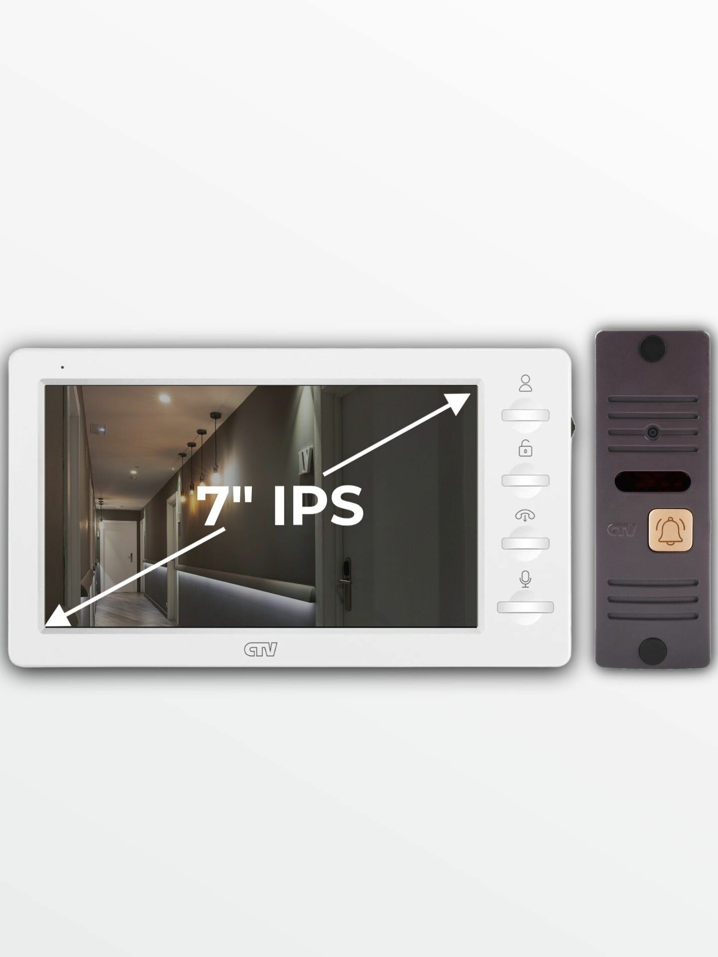 Комплект видеодомофон для квартиры: аналоговый монитор 7" CTV-M3702 Gamma + вызывная панель CTV-D10 Plus, для дома или офиса, удаленное открытие замка, подключение к подъездному домофону
